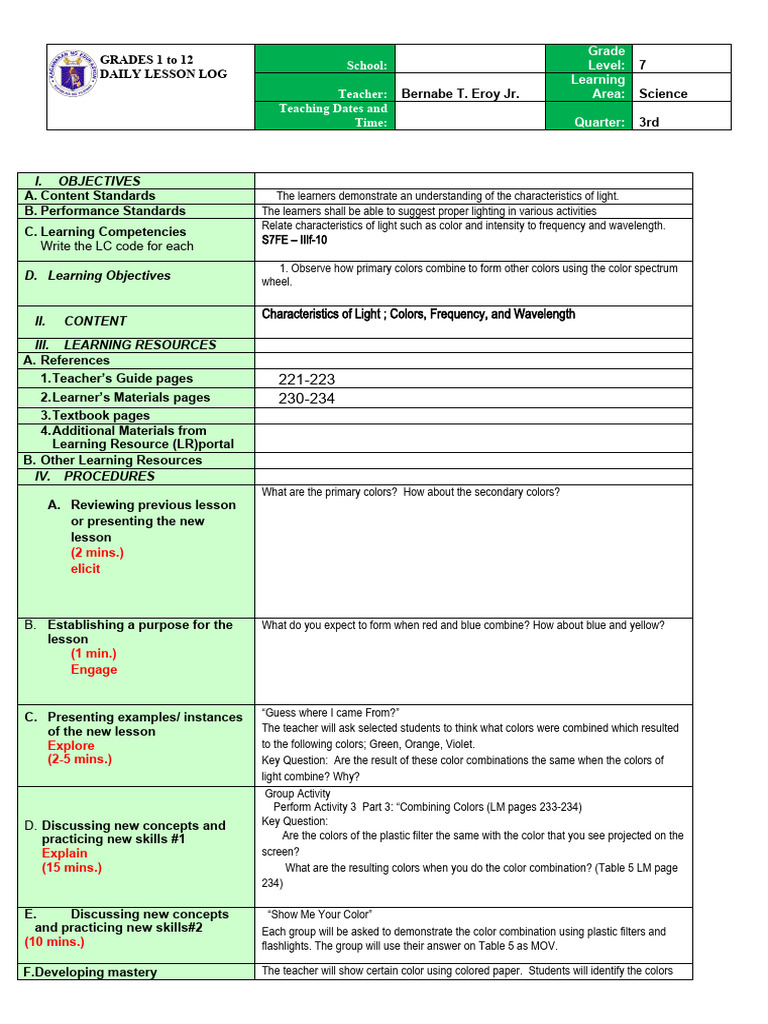 Science 7-DDL13 | PDF | Color | Learning