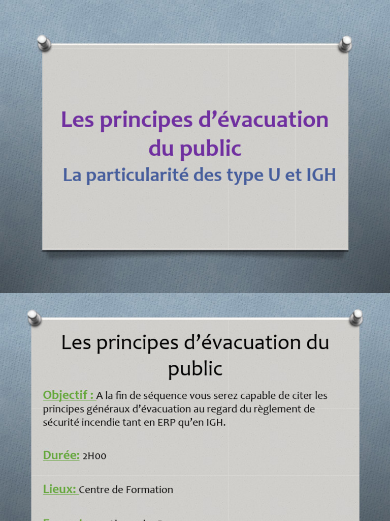 Les Principe D'évacuation Du Public Et La Particularité Du Type U Et l ...