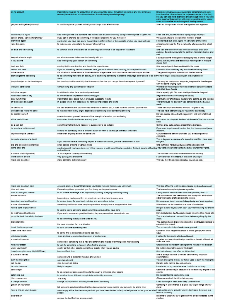 Idiom - Idioms | PDF | Mind | Thought