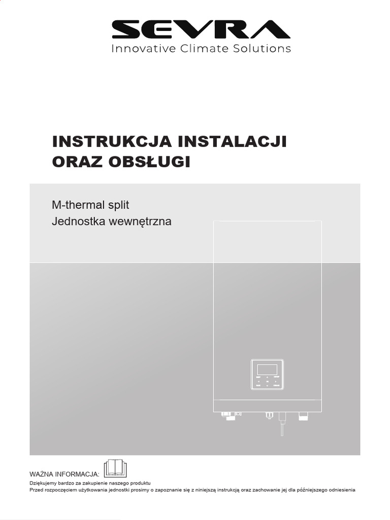 Sevra Ecos Heat Split Instrukcja Instalacji I Obslugi Jednostki Wewnetrznej | PDF