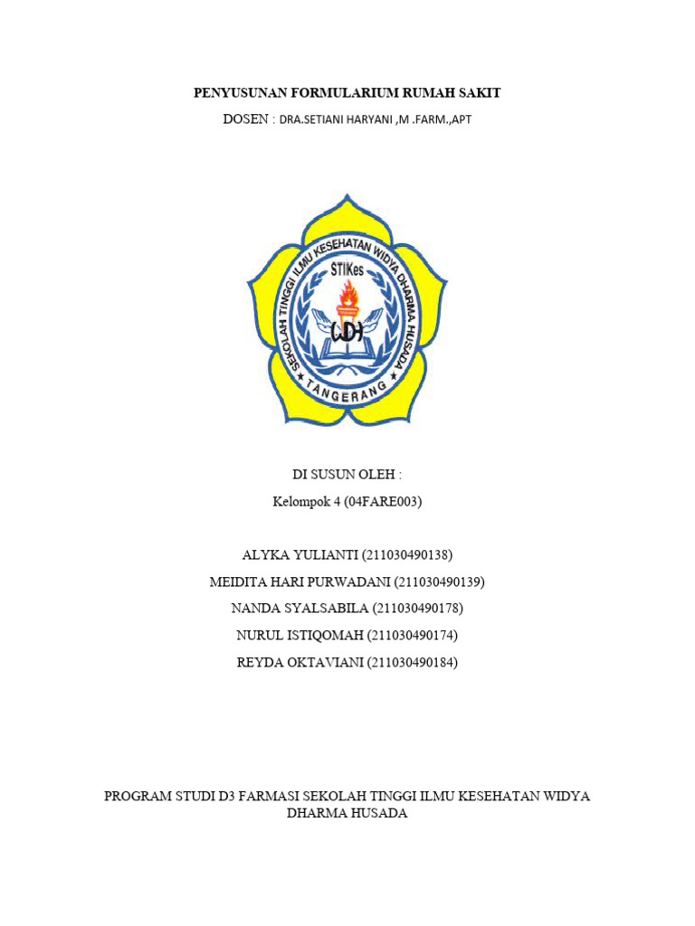 Tugas Penyusunan Formularium Rumah Sakit Pdf
