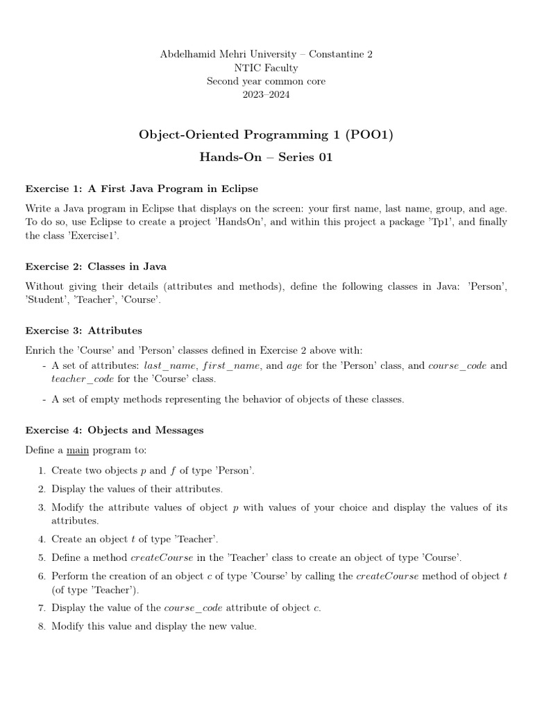 POO Hands On5 | PDF | Class (Computer Programming) | Method (Computer Programming)