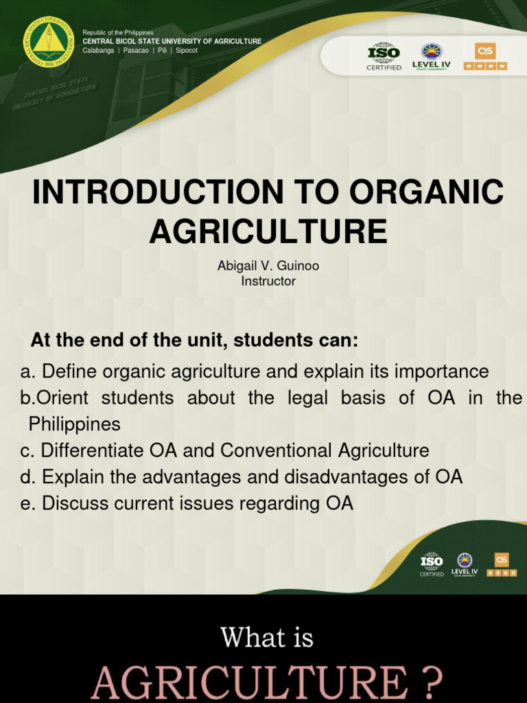 Week 2_Introduction to Organic Agriculture | PDF