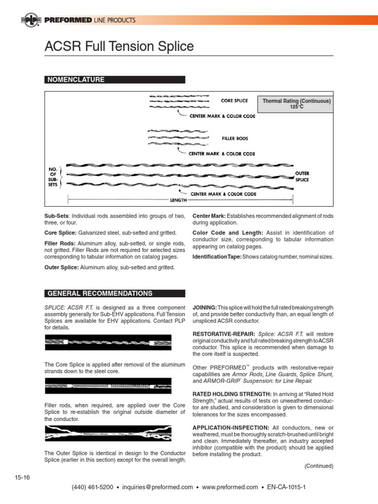 ACSR Full Tension Splice-DistributionCatalog-2-17 | PDF | Materials ...