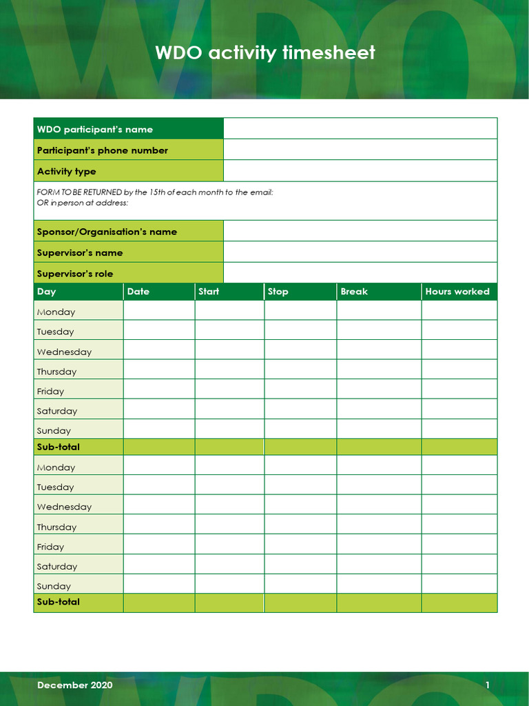 WDO Timesheet Submission Guide | PDF