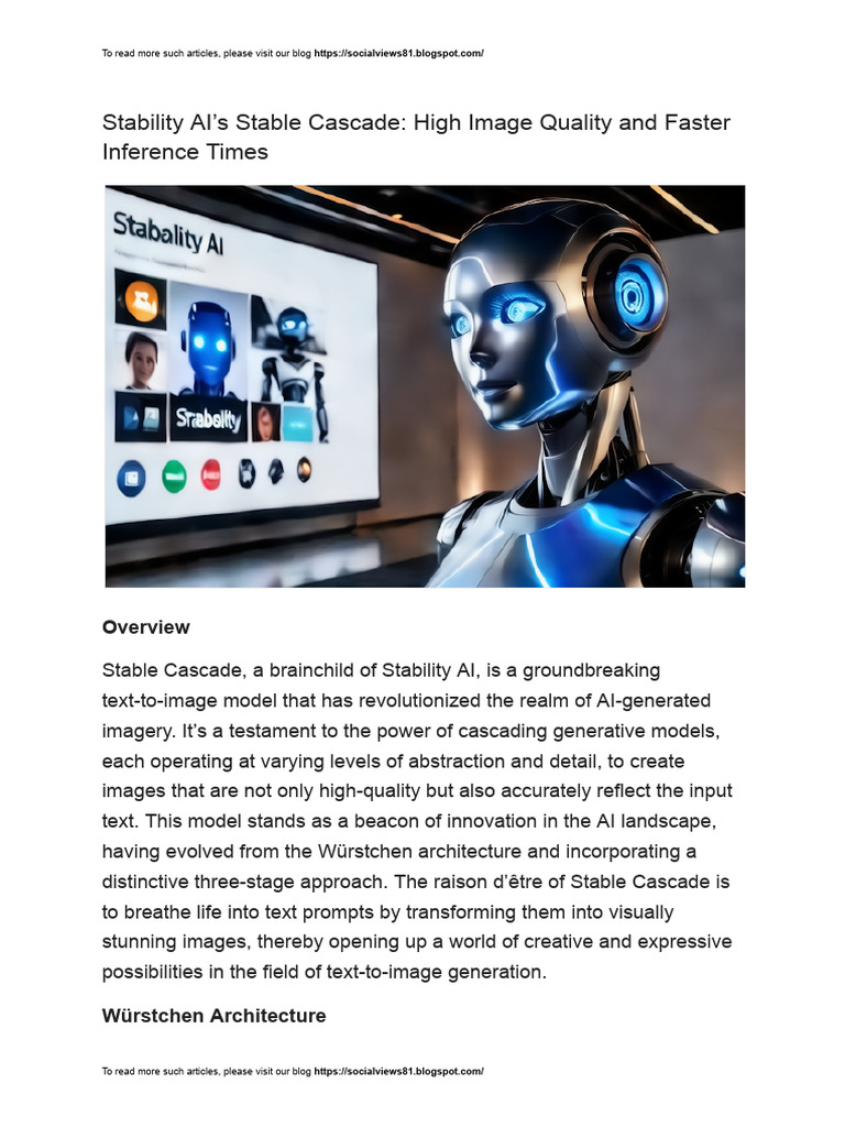 Stability AI’s Stable Cascade: High Image Quality and Faster Inference Times | PDF | Artificial ...