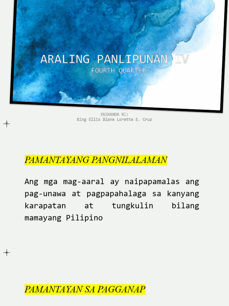 Araling Panlipunan Iv: Fourth Quarter | PDF