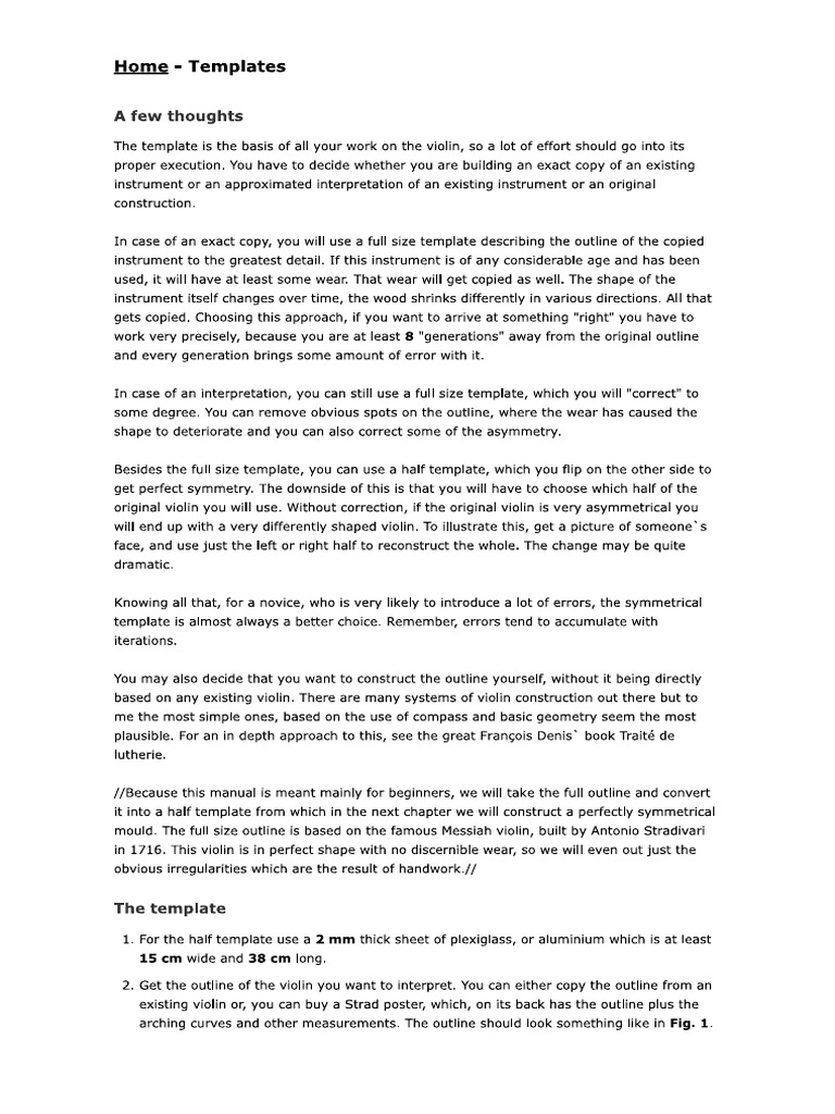 The Violin Making Manual - Templates | PDF