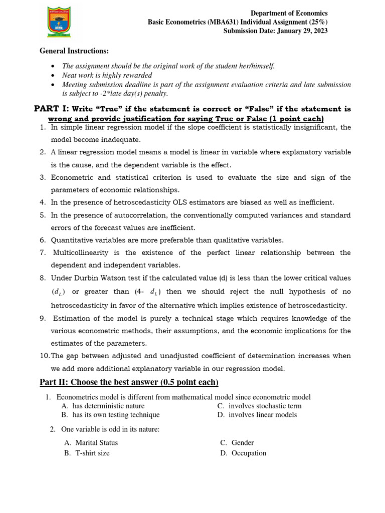 Individual Assignment (25%) BC | PDF | Regression Analysis | Ordinary Least Squares