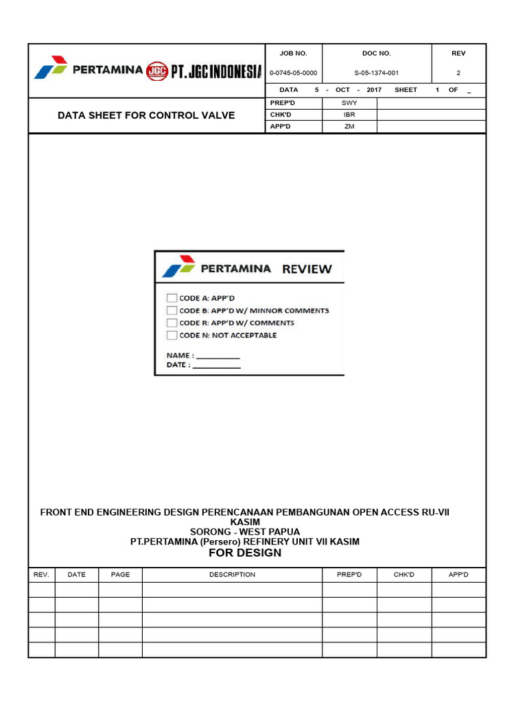 Control Valve Data Sheet for FEED | PDF | Valve | Mechanical Engineering