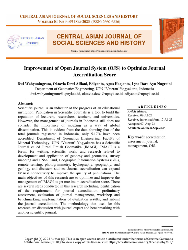 Improvement of Open Journal System (OJS) To Optimize Journal ...