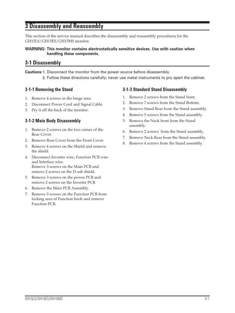 Disassembly & Reassembly | PDF | Computer Monitor | Printed Circuit Board