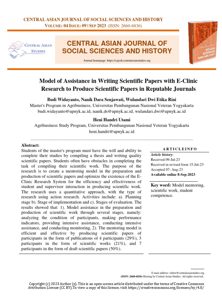 Model of Assistance in Writing Scientific Papers With E-Clinic Research To Produce Scientific ...