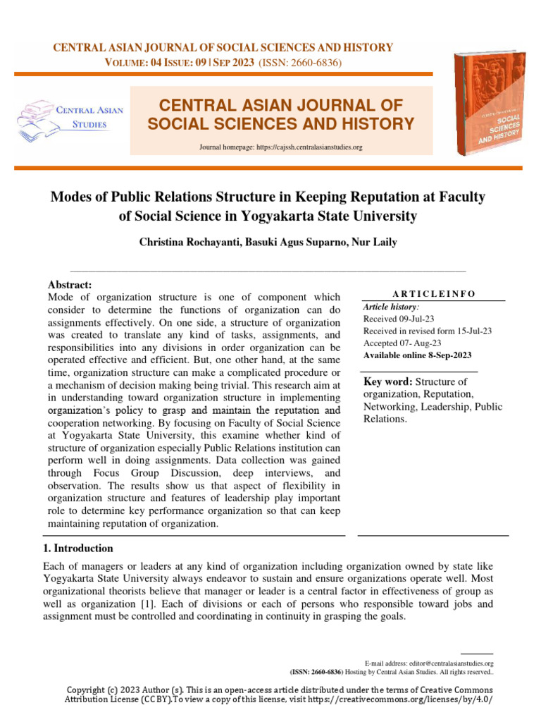 Modes of Public Relations Structure in Keeping Reputation at Faculty of ...