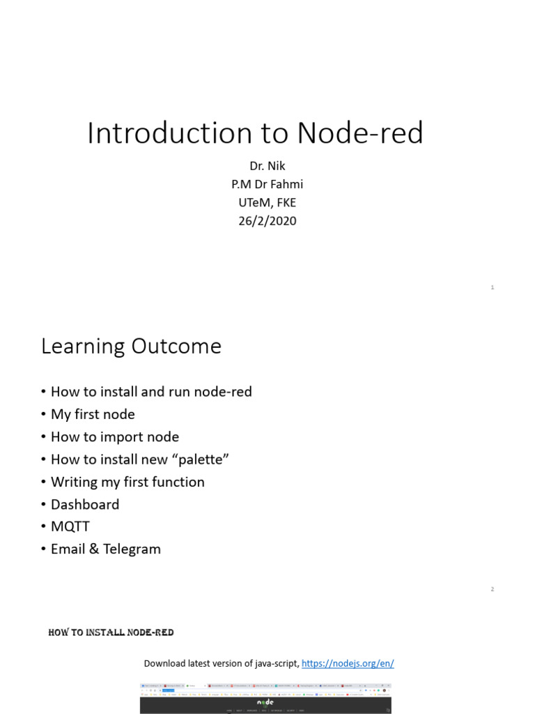 Introduction To Node-Red v2 | PDF | Telecommunications | Computing