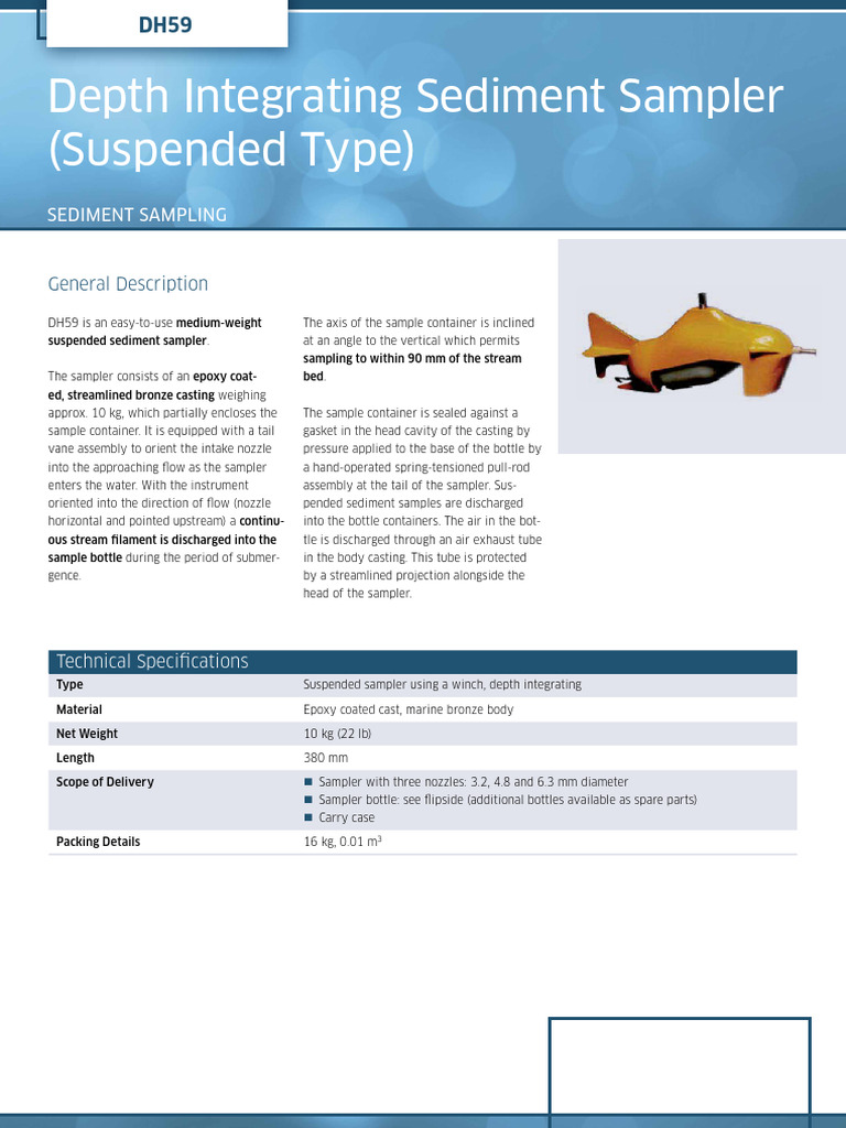 SedimentSampler DH59 en Unlocked | PDF | Mechanical Engineering | Equipment