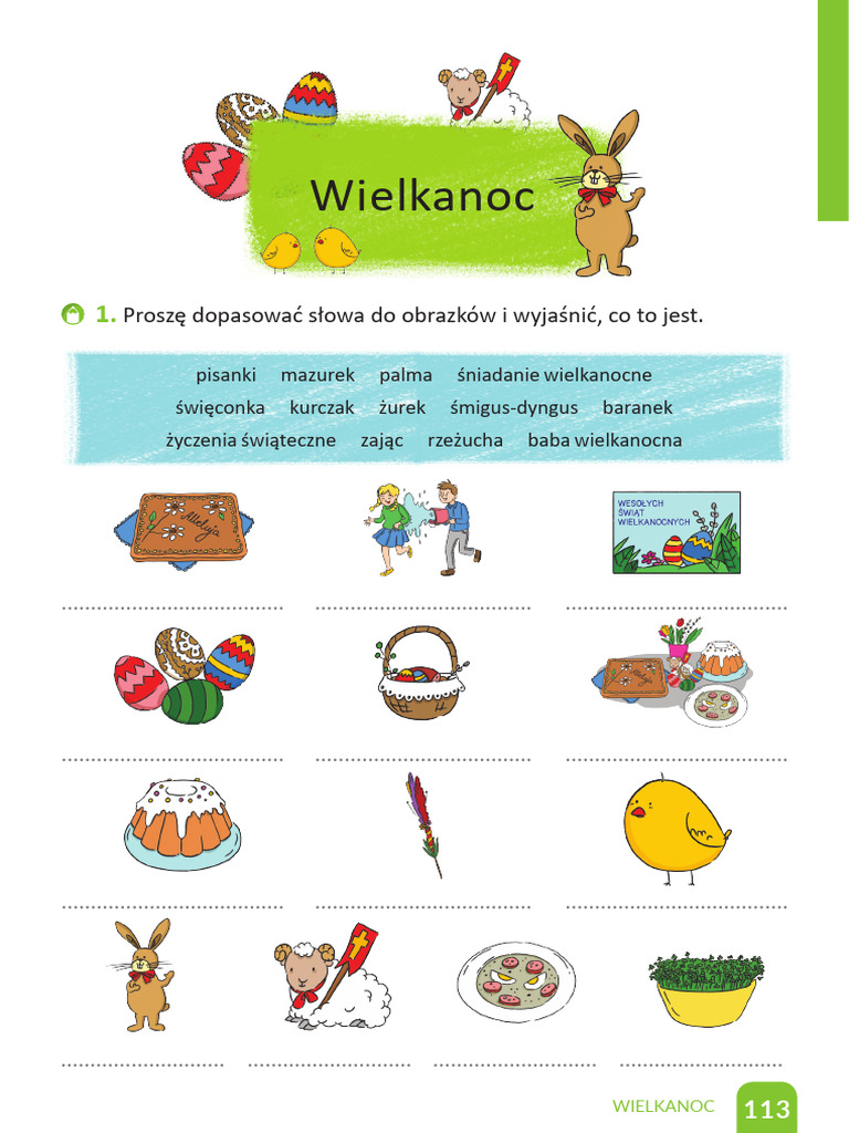 Klasa 5 Lekcja Dodatkowa Poziom A1 Wielkanoc | PDF