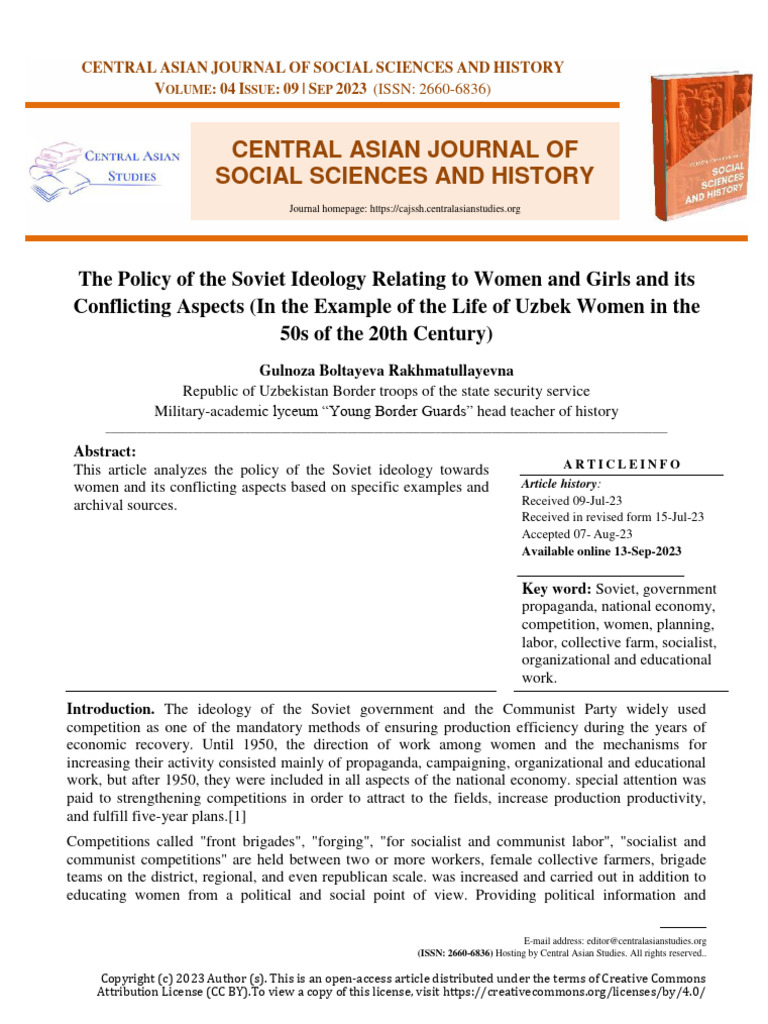 Central Asian Journal of Social Sciences and History | PDF | Soviet ...