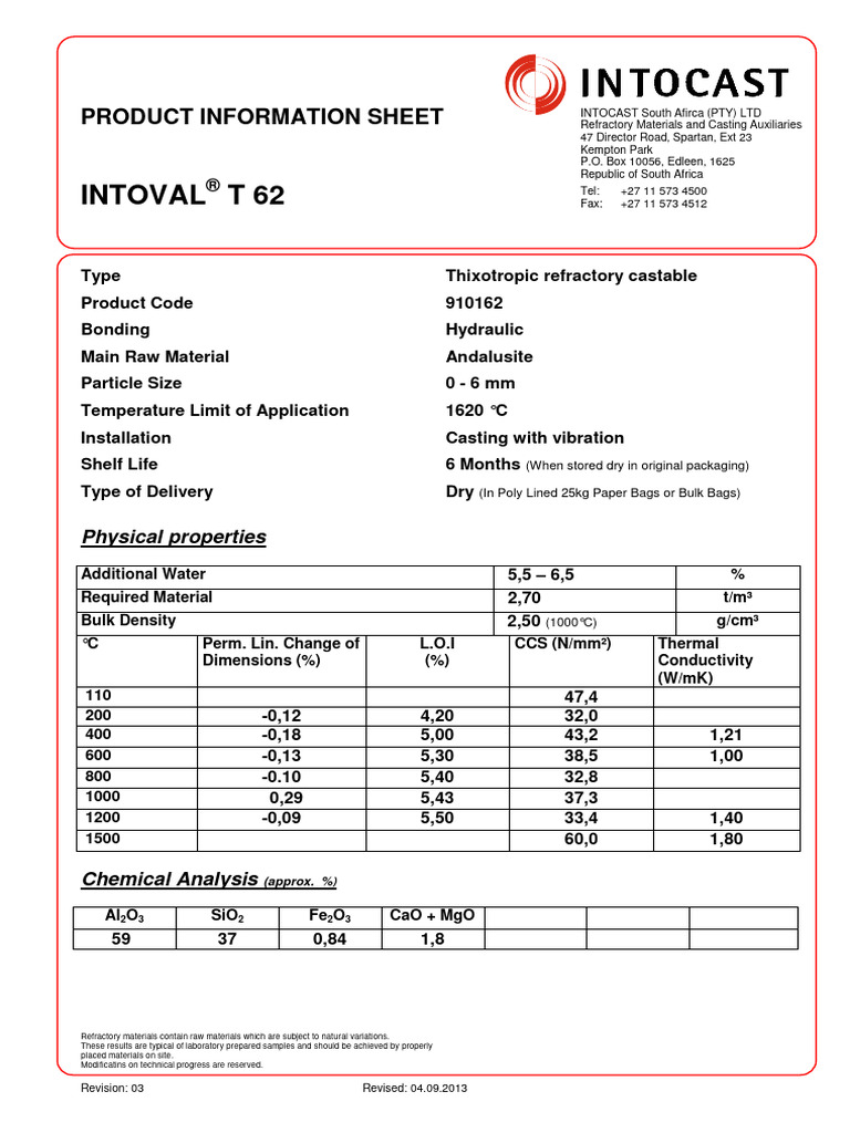 Intoval T62 Pdf Refractory Physical Sciences