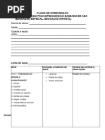 PTI Modelo de Plano Terapêutico Individualizado para TEA | PDF