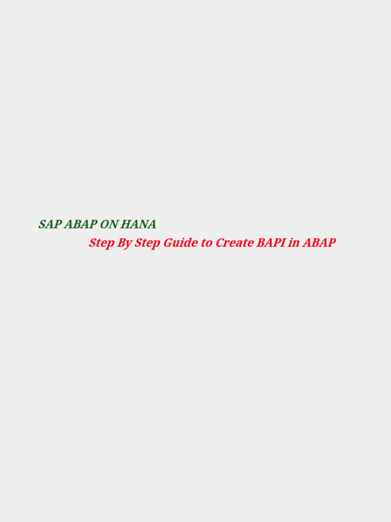 Step by Step Guide To Create BAPI in ABAP Hana | PDF | Systems Engineering | Software Engineering