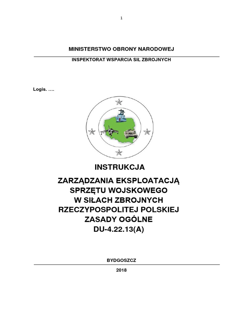 Du-4.22.13 (A) Instrukcja Zarządzania Eksploatacją Sprzętu Wojskowego W SZ Rp. Zasady Ogólne | PDF