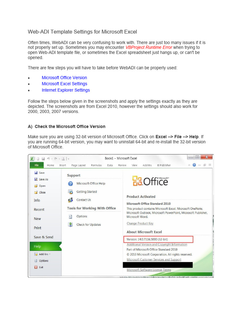 Web-ADI Template Settings For Microsoft Excel | PDF | Microsoft Excel ...