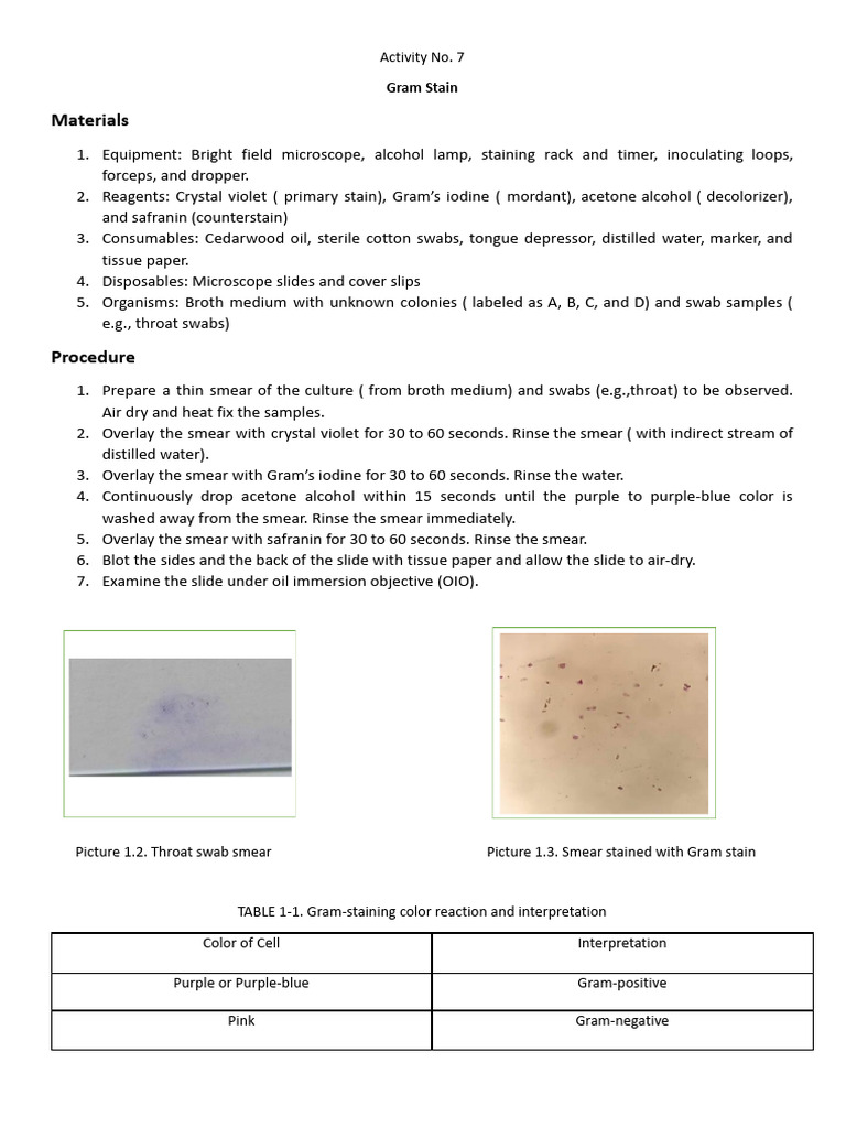 Activity No.7 Gram Stain | Download Free PDF | Staining | Cytopathology