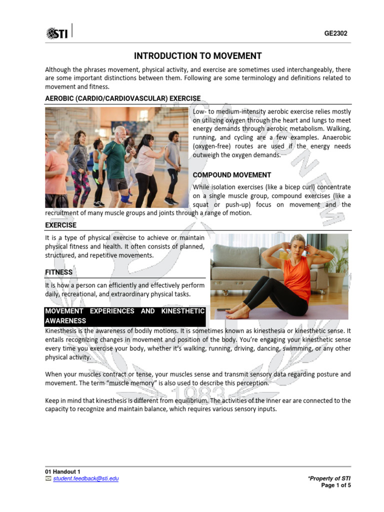 01 Handout 1 | PDF | Aerobic Exercise | Physical Fitness