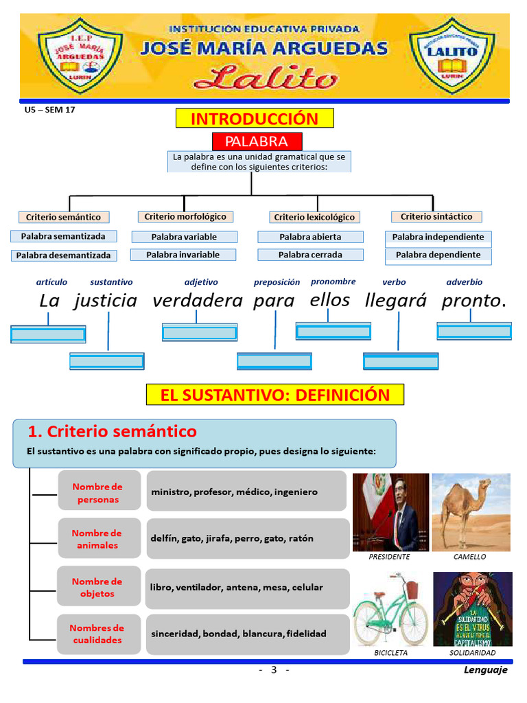 Circulo Lenguaje Sem 17 El Sustantivo | PDF | Palabra | Sustantivo