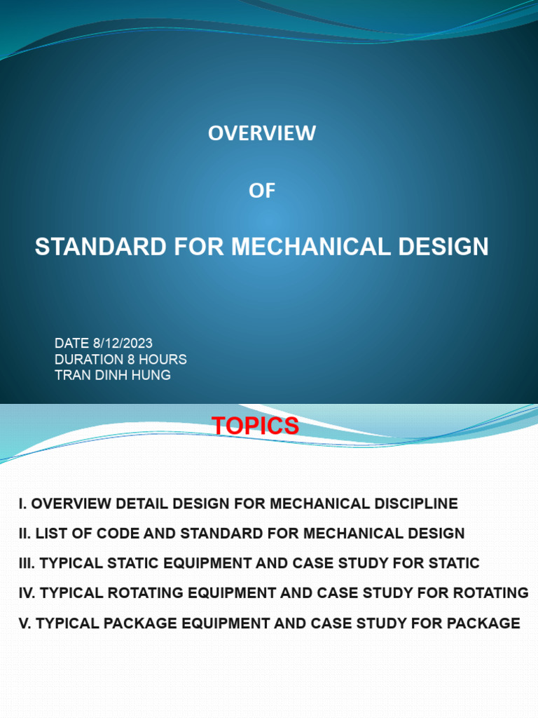 Overview For Mechanical Design Standard and Case Study | PDF | Pump ...