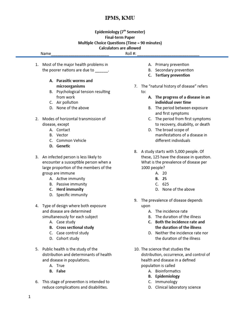 Epi Final Term 7th Sem | PDF | Cohort Study | Epidemiology