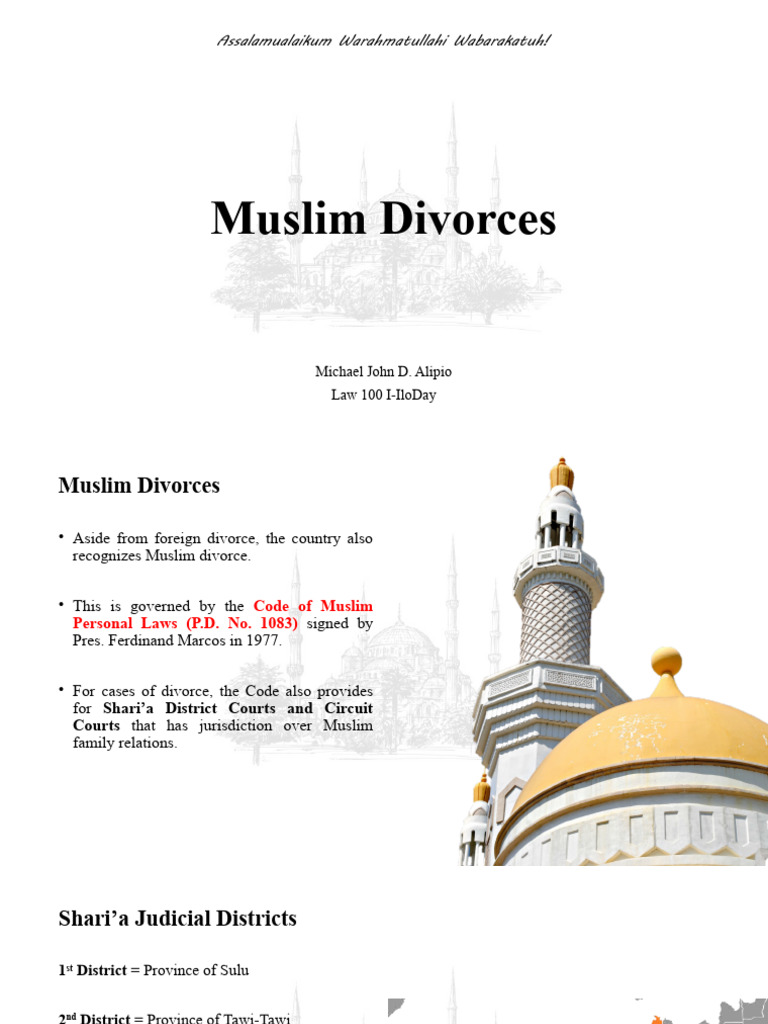 Persons and Family Relations (PFR) Muslim Divorces | PDF | Divorce | Marriage