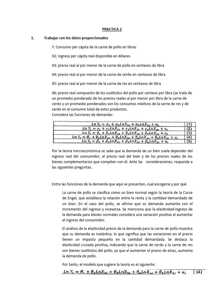 Practica 2 Fini | PDF | Elasticidad (economía) | Carne