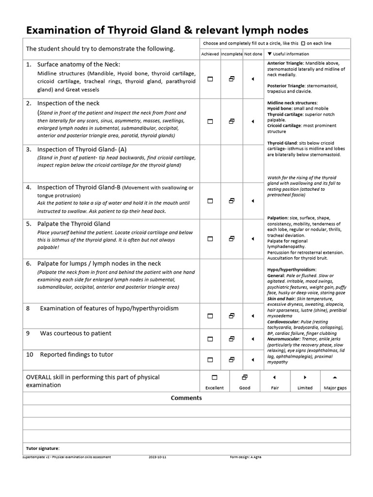 Physical Examination Thyroid Neck 2023 2024 Pdf Neck Thyroid
