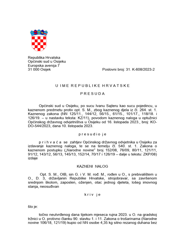 Presuda, Prodao I Posjedovao | PDF