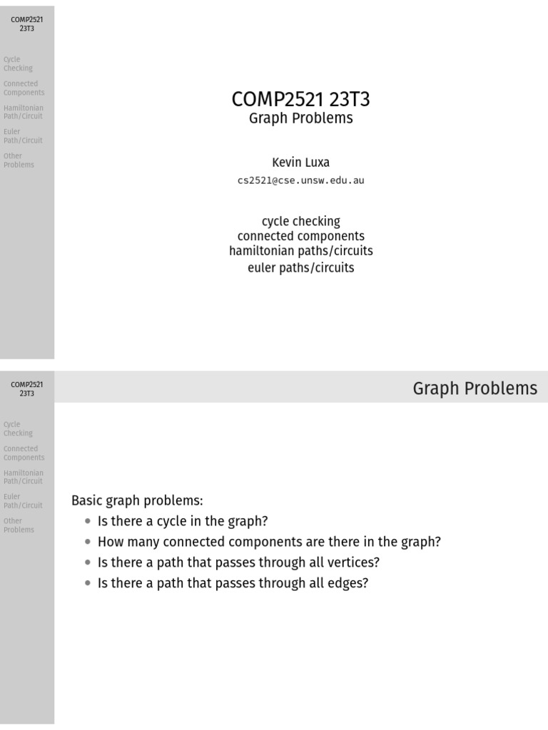 Comp2521 Week 5 Graph Problems Pdf Computational Complexity