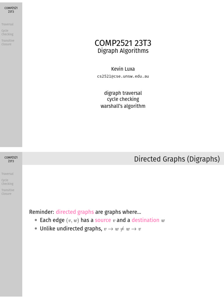COMP2521 Week 6 - Digraph Algorithms | PDF | World Wide Web | Internet ...