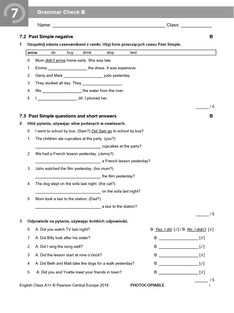 EC - A1P - Grammar Check 7B | PDF