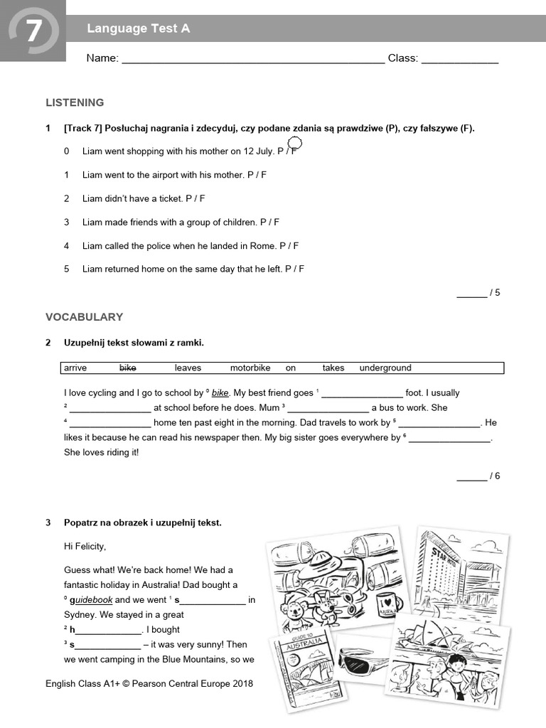 EC - A1P - Language Test 7A | PDF