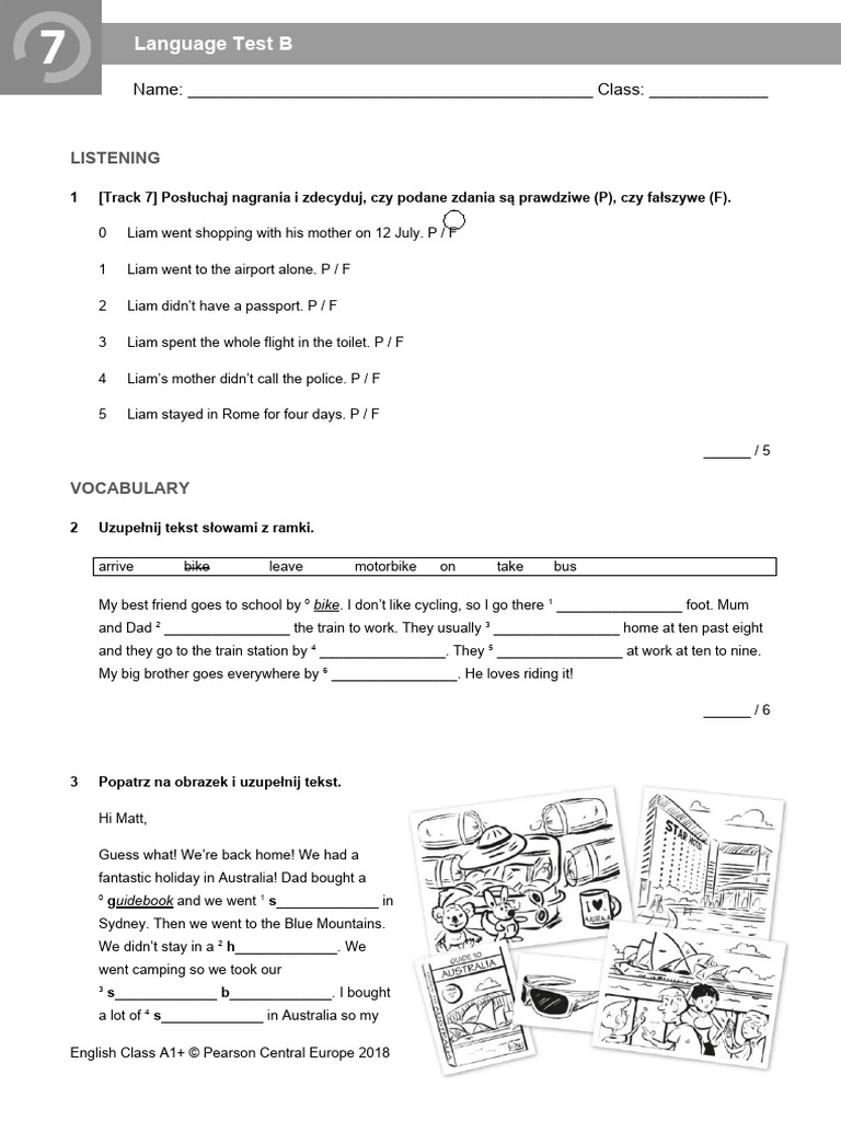 Language Test B: A1 Level Assessment | PDF | Career & Growth | Foreign ...