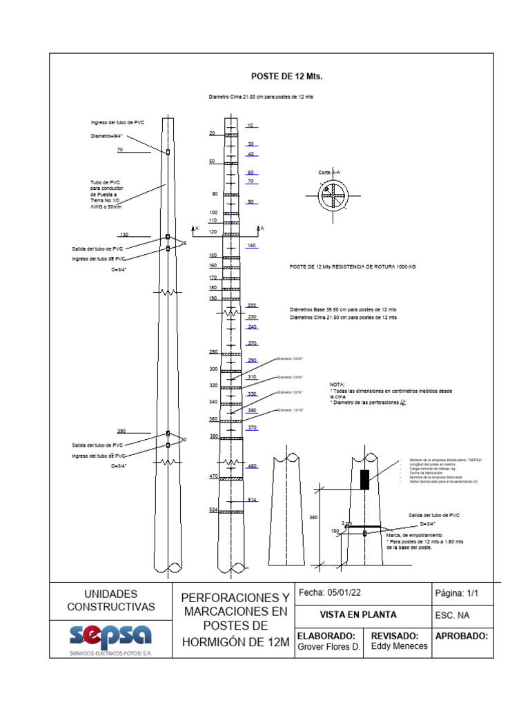 Poste Hormigón 12m Nuevo Modelo | PDF