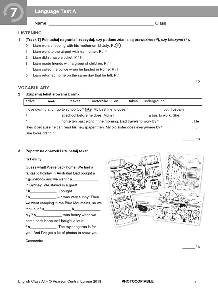 EC - A1P - Language Test 7A | PDF