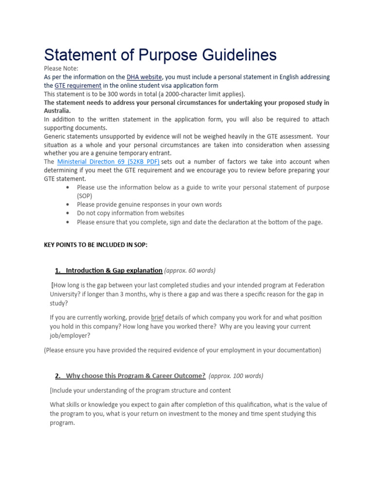 Statement of Purpose Guideline | PDF | Economies