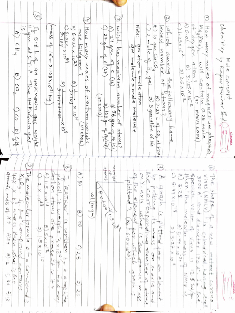 Mole Concept Notes for Class 11 | PDF