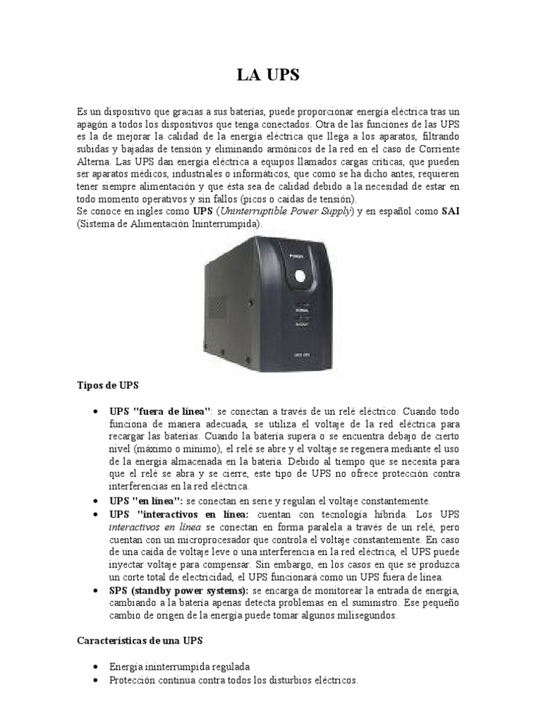 La Ups | PDF | Cargador de batería | Corriente eléctrica