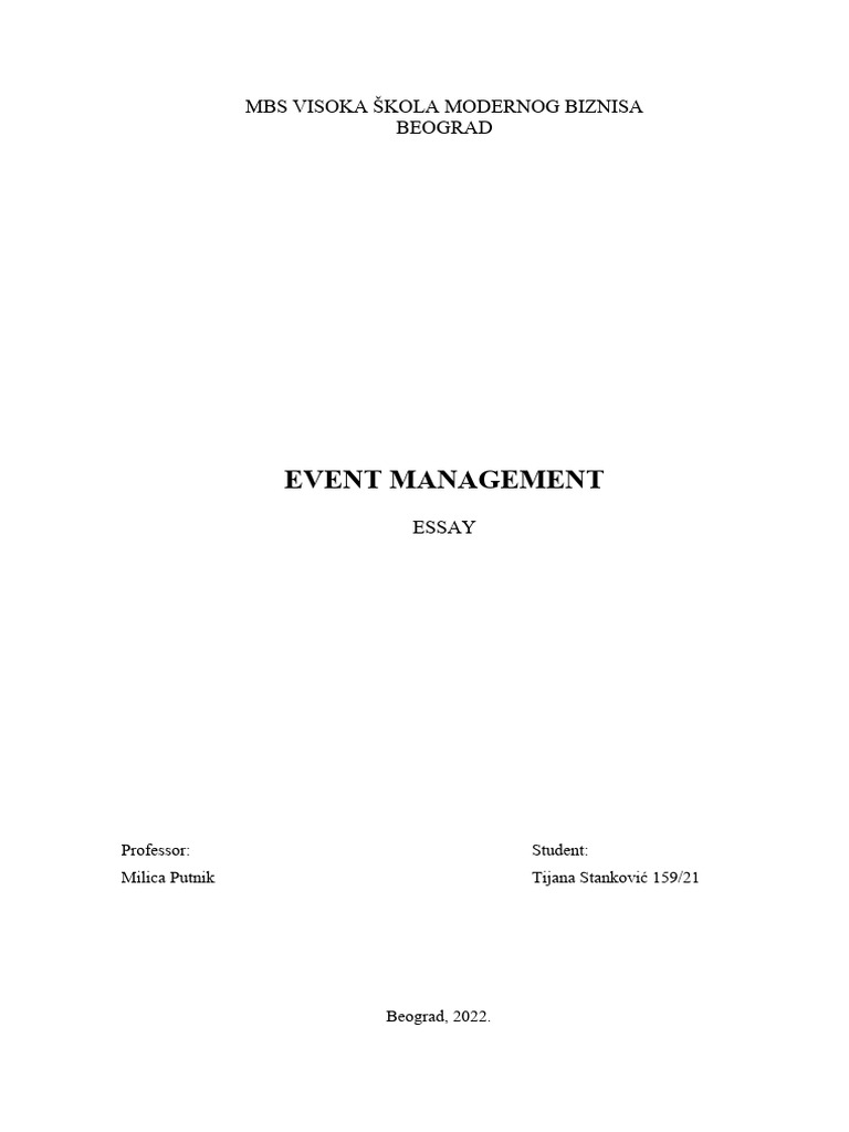 Event Management | PDF | Marketing | Mass Media
