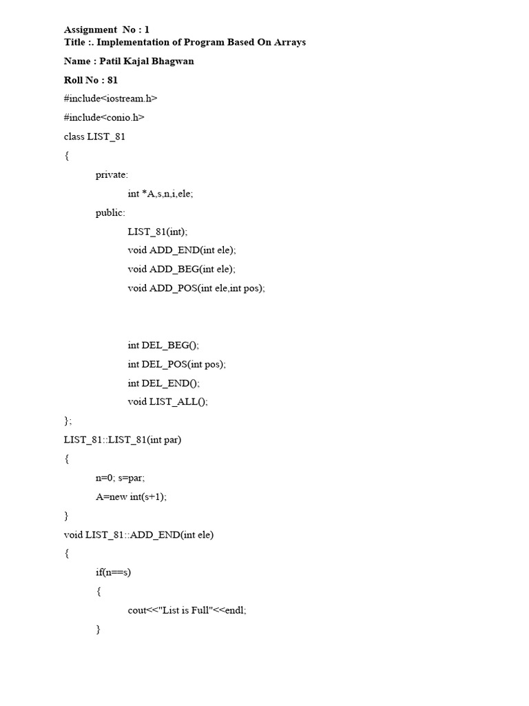 Kajal List Array | PDF | Software Engineering | Computer Programming