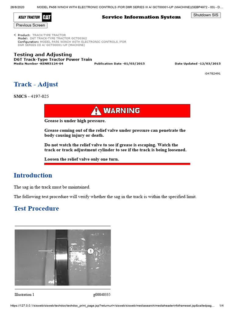TRACK ADJUST - MODEL PA56 WINCH WITH ELECTRONIC CONTROLS - FOR D6R ...