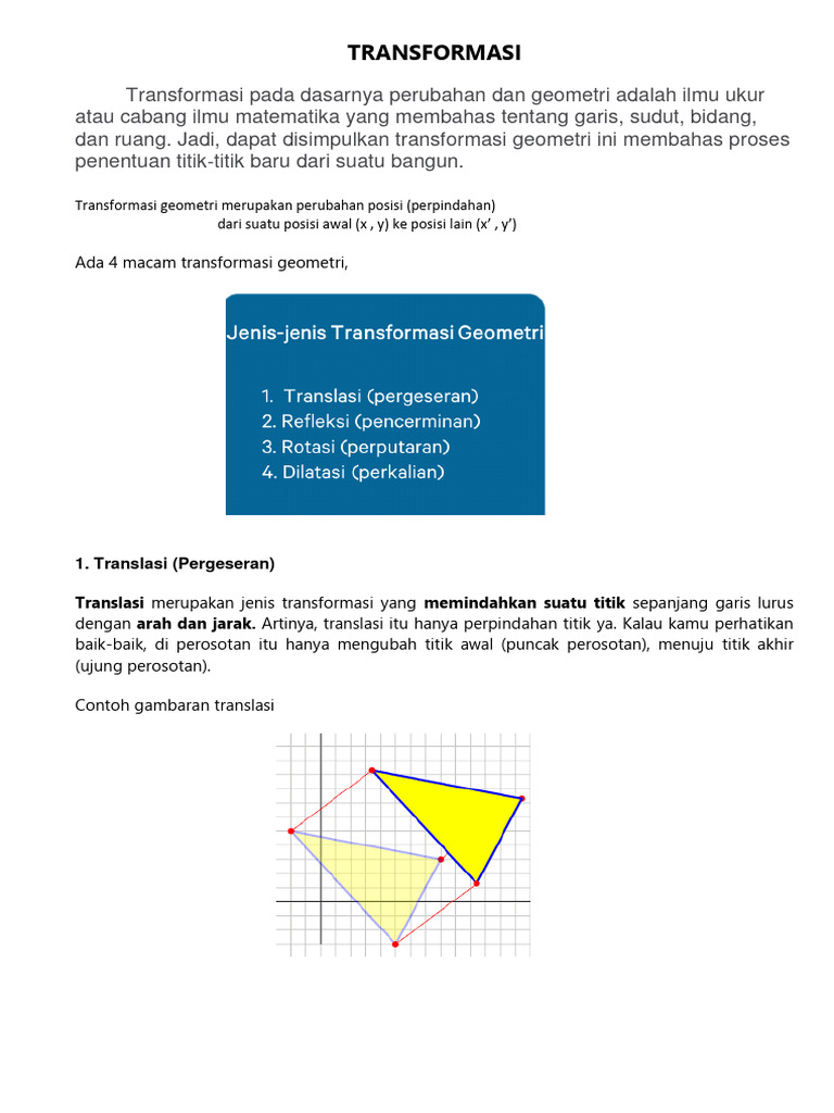 Transformasi Geometri: Jenis dan Rumus | PDF